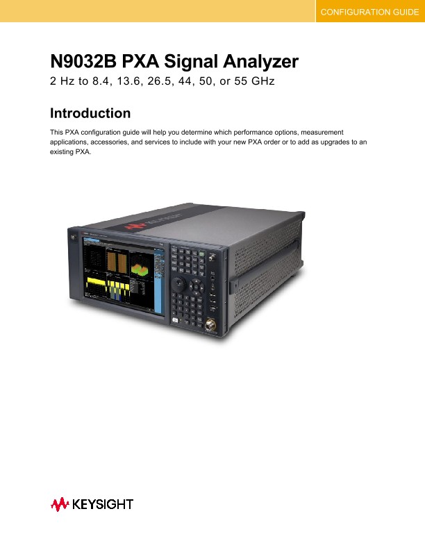 N9032B PXA Signal Analyzer, 2 Hz to 8.4, 13.6, 26.5, 44, 50, or 55 GHz PDF Asset Page | Keysight